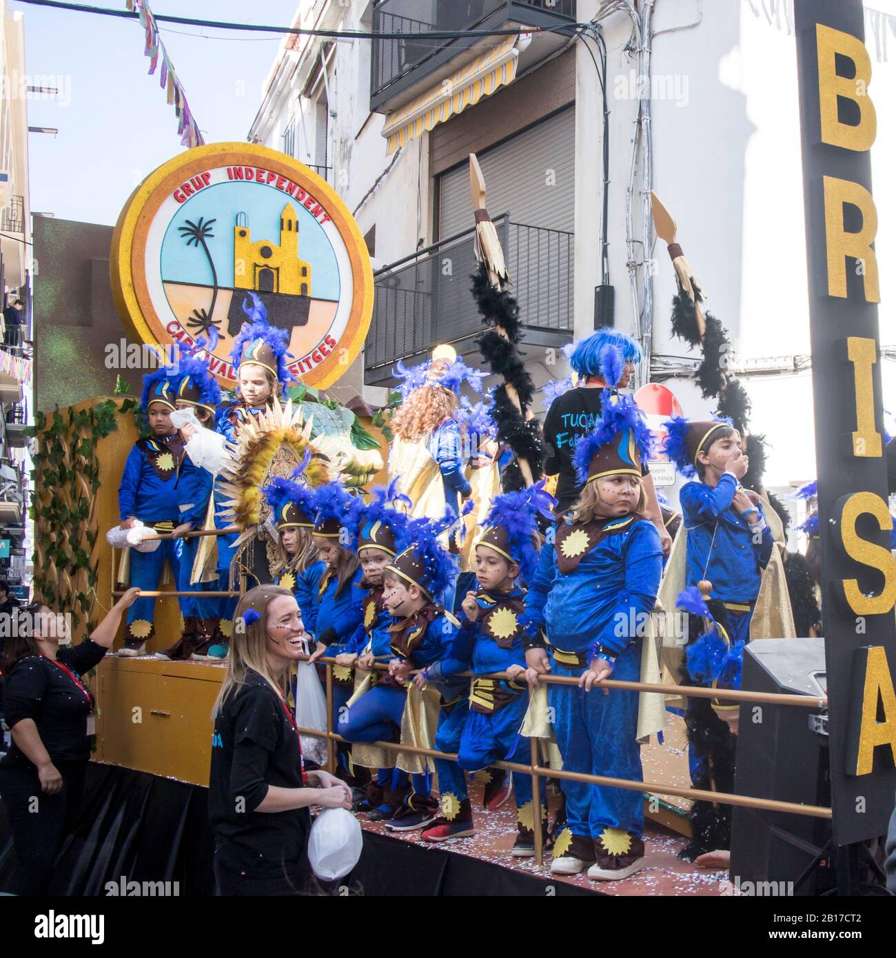 SITGES, SPAIN - February 23, 2020: People at last day of Sitges ...
