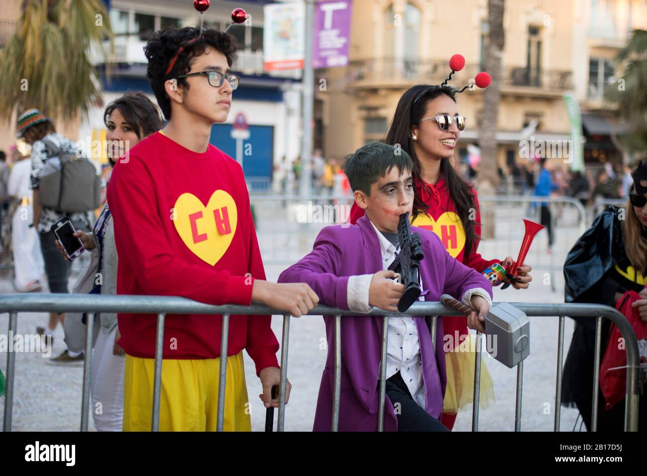 SITGES, SPAIN - February 23, 2020: People at last day of Sitges ...