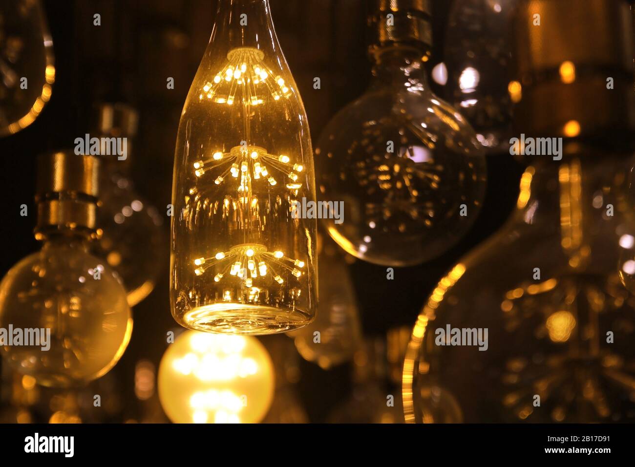 pile of LED light bulbs are decorated on the ceiling Stock Photo - Alamy