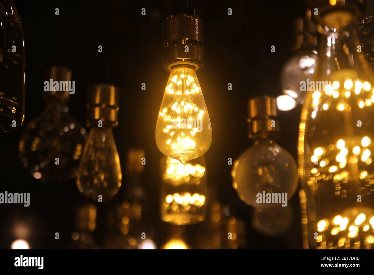 pile of LED light bulbs are decorated on the ceiling Stock Photo - Alamy