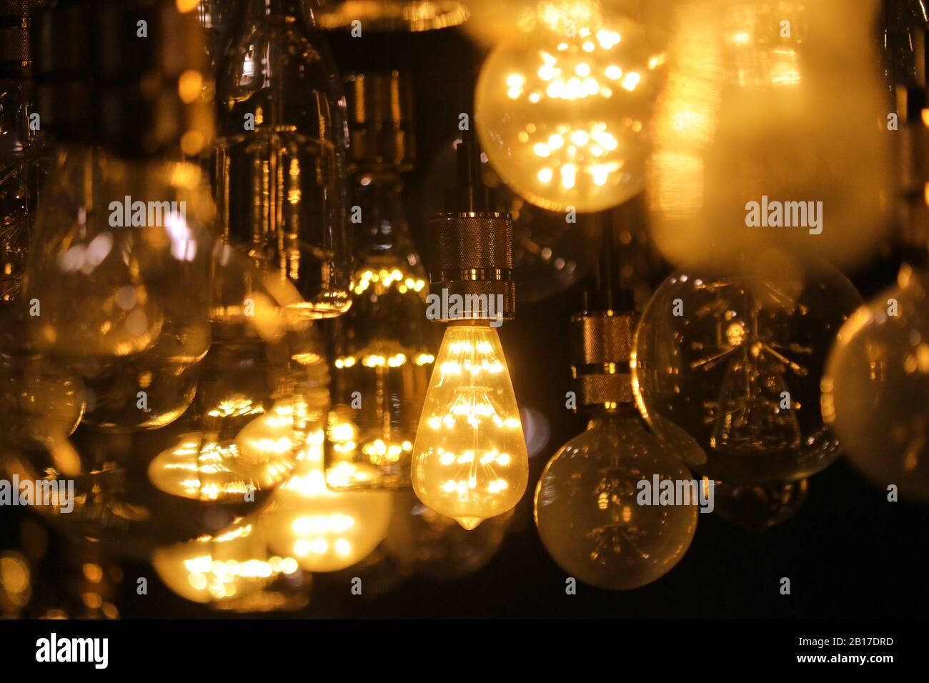 pile of LED light bulbs are decorated on the ceiling Stock Photo - Alamy