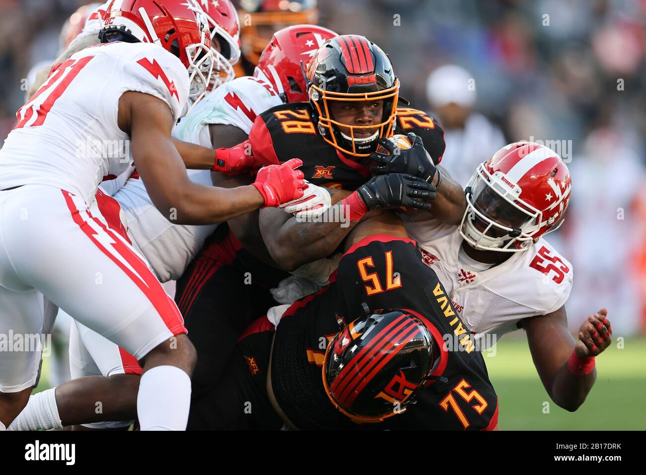 February 23, 2020: LA Wildcats running back Martez Carter (28) fights ...