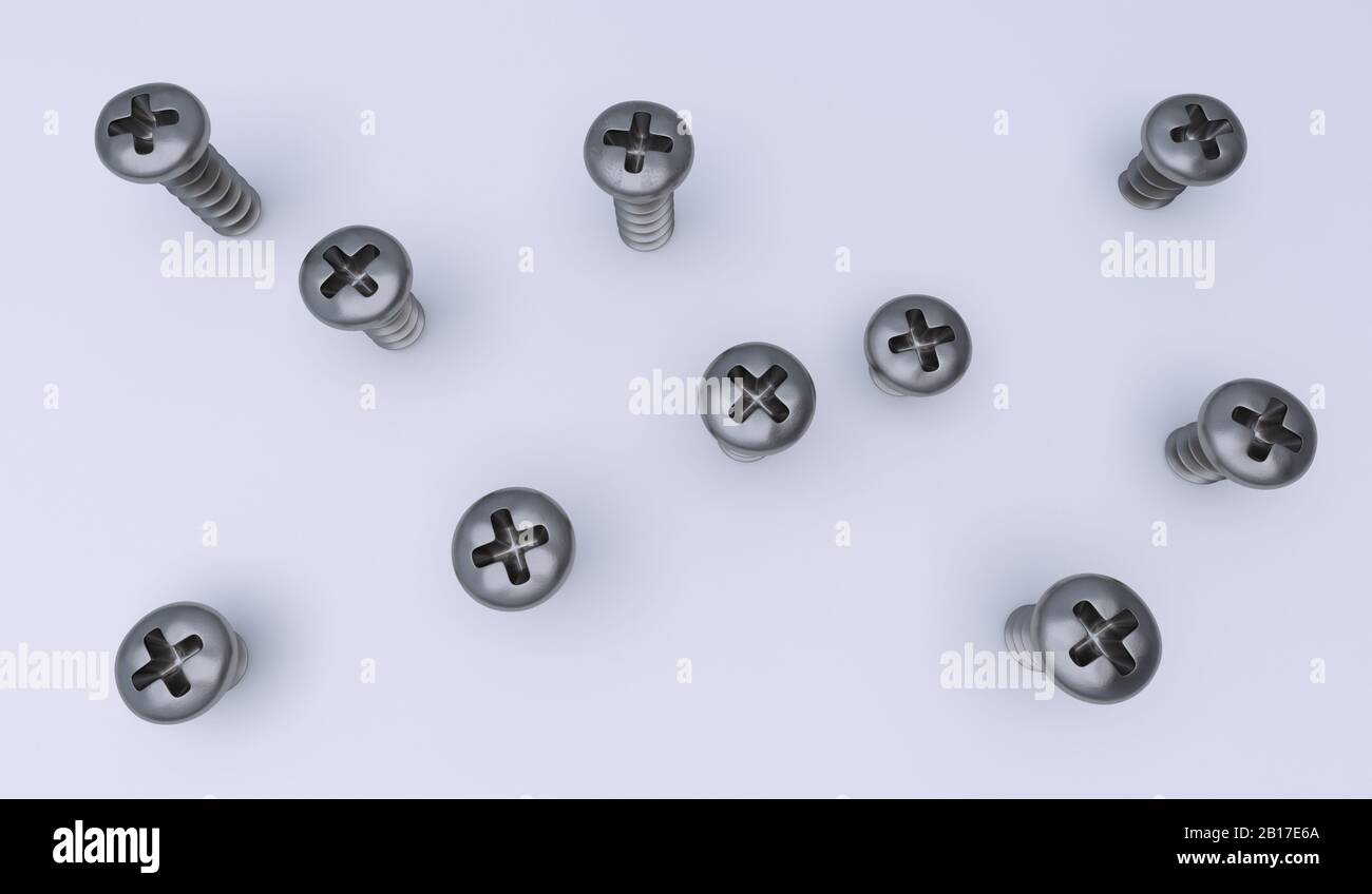 Drywall screw in the wall on a white background 3d render Stock Photo ...