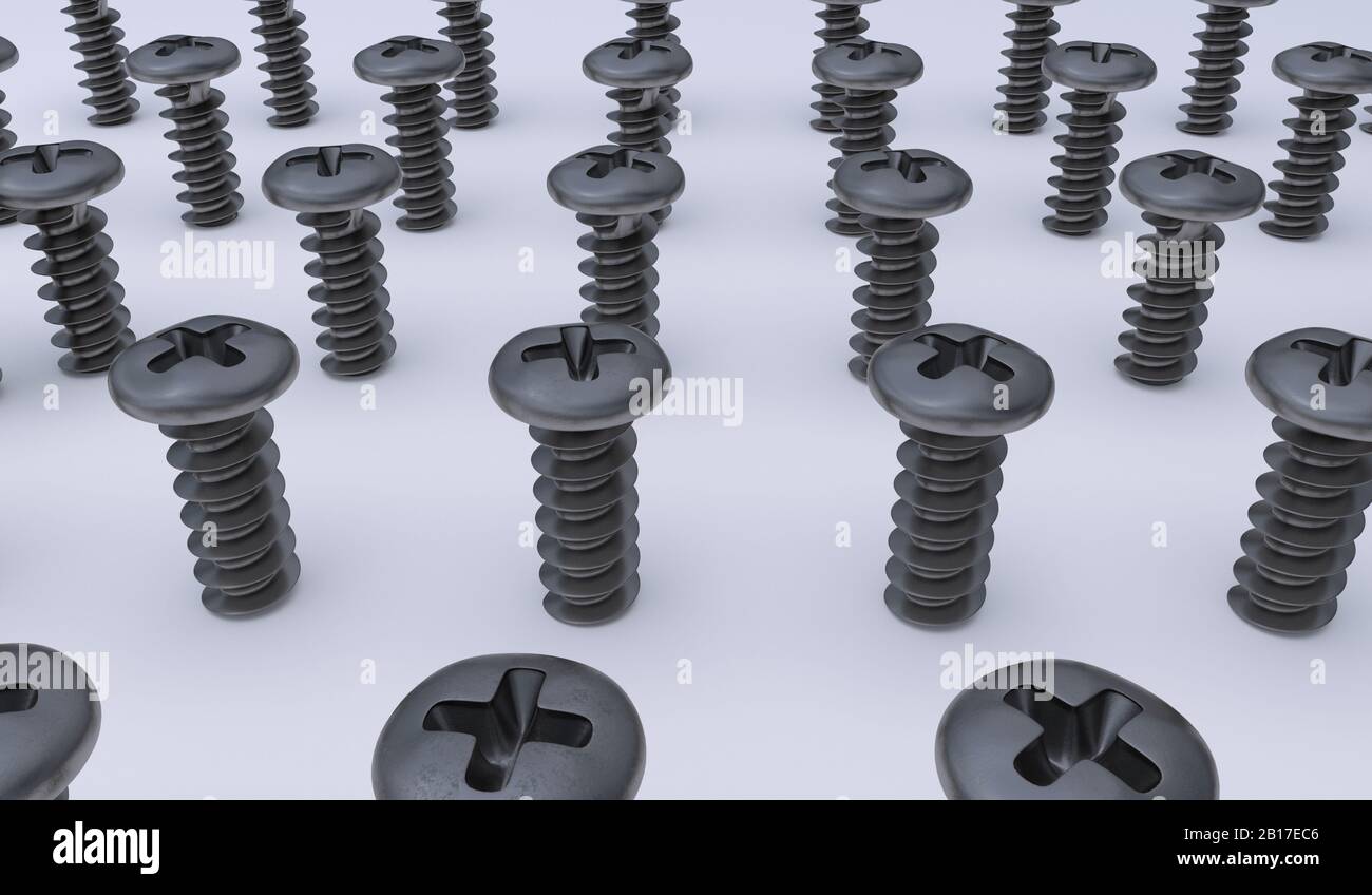 Drywall screw in the wall on a white background 3d render Stock Photo ...