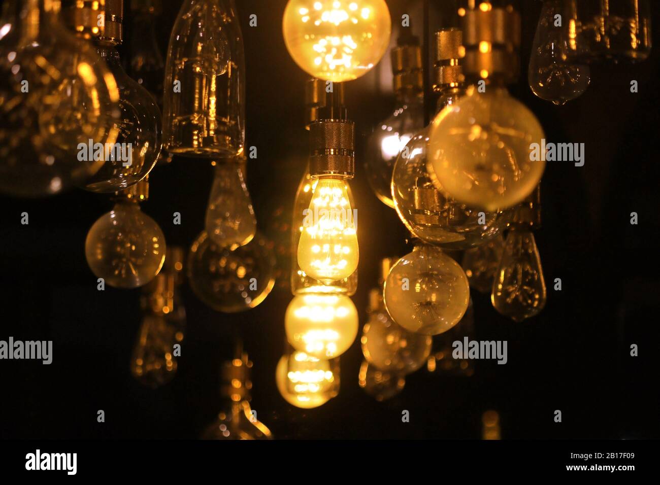 pile of LED light bulbs are decorated on the ceiling Stock Photo - Alamy
