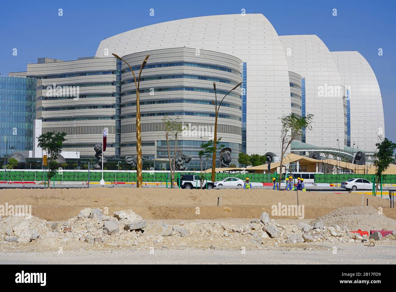DOHA, QATAR -12 DEC 2019- View of building construction in front of the ...