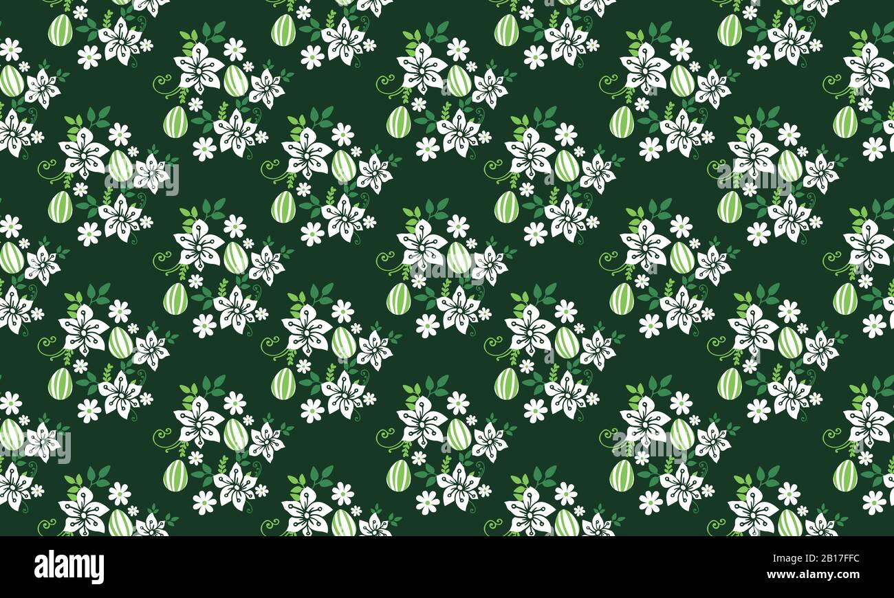 Leaf and floral pattern background for Easter, with unique drawing of ...