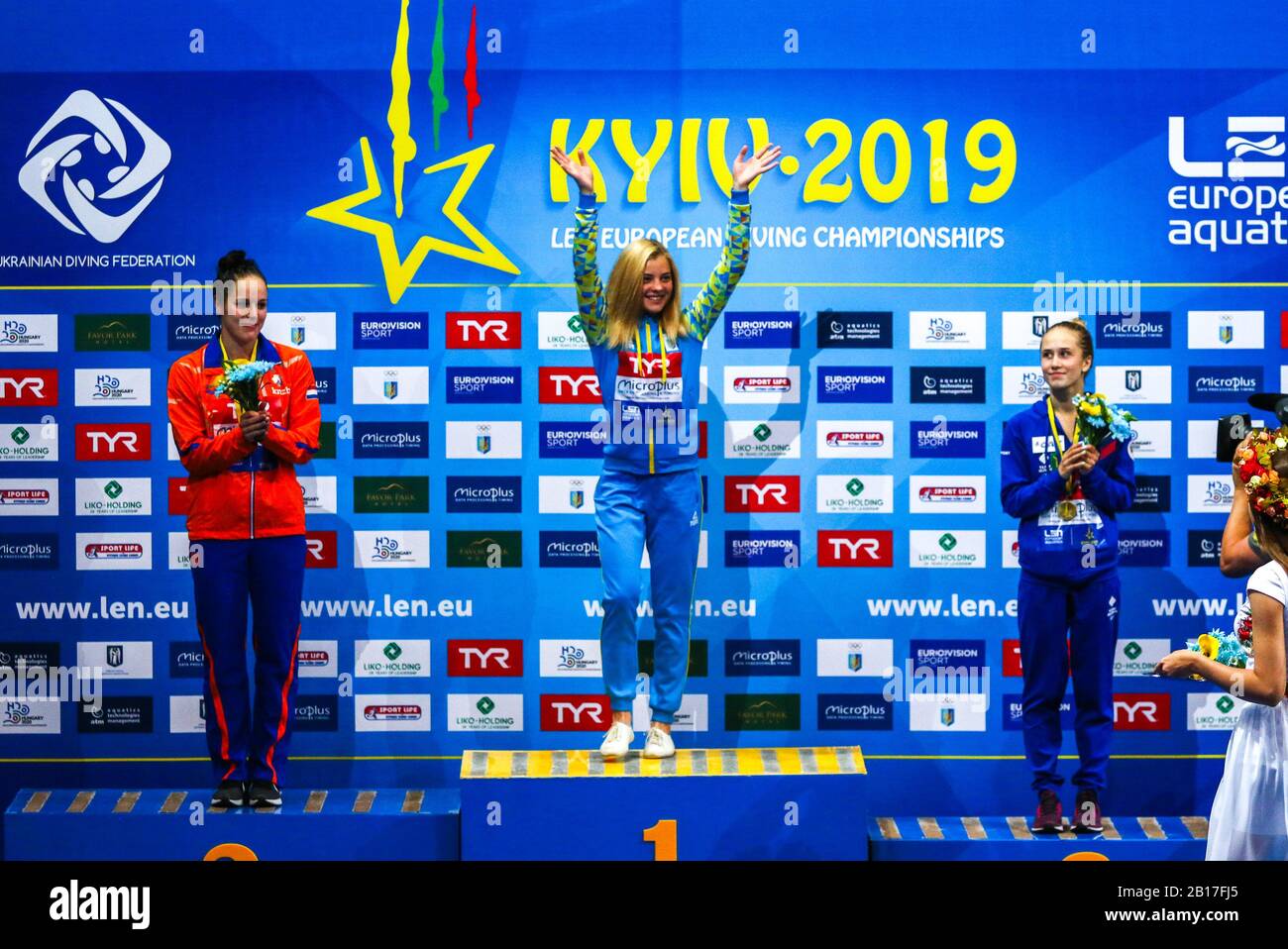 KYIV, UKRAINE - AUGUST 6, 2019: Medalists of Womens 10m Platform Final ...