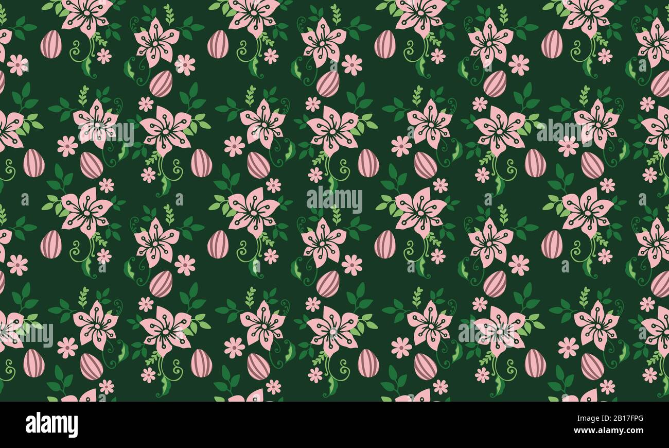 Simple wallpaper for Easter, with seamless leaf and flower pattern ...