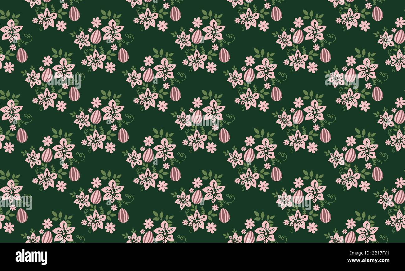 Simple wallpaper for Easter, with seamless leaf and flower pattern ...