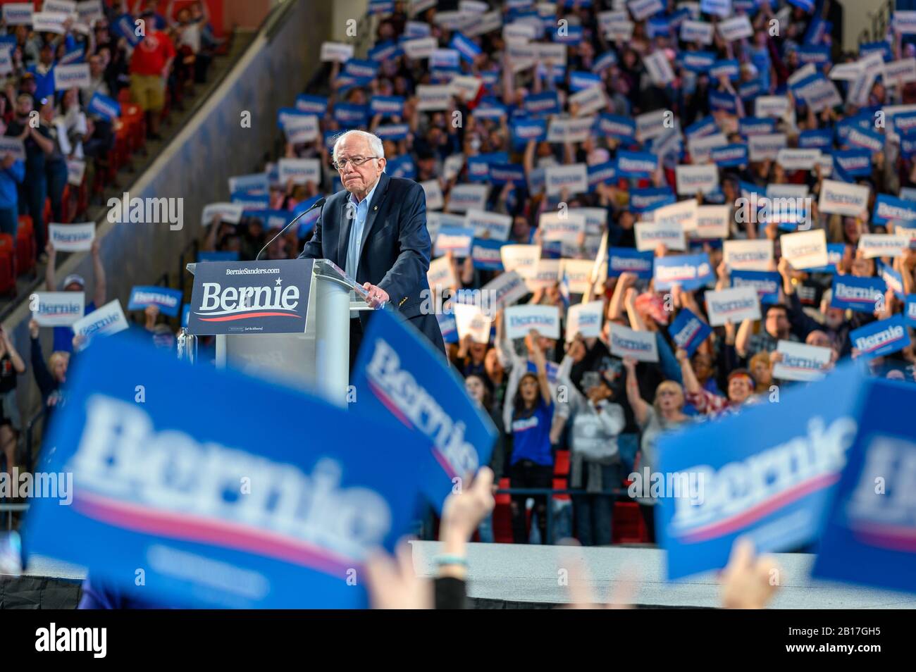 Houston, Texas - February 23, 2020: Crowd cheers as Democratic ...