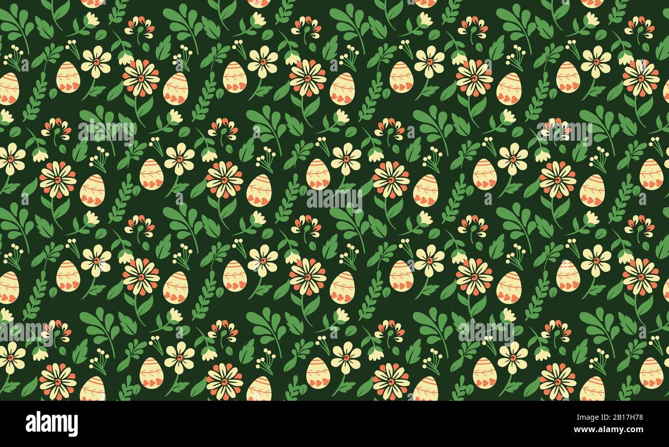 Egg pattern background for Easter, with modern leaf and flower design ...