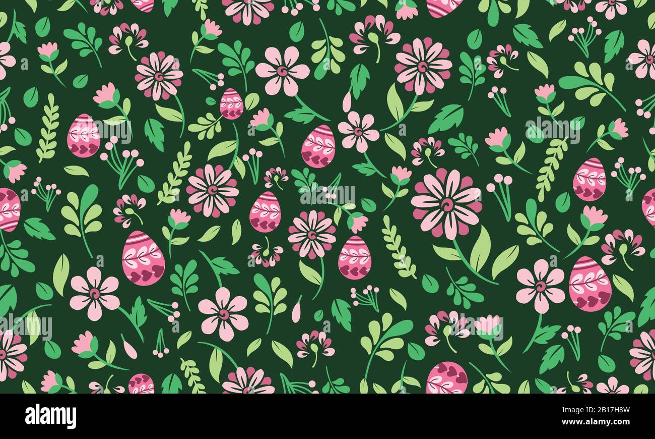 Egg pattern background for Easter, with modern leaf and flower design ...