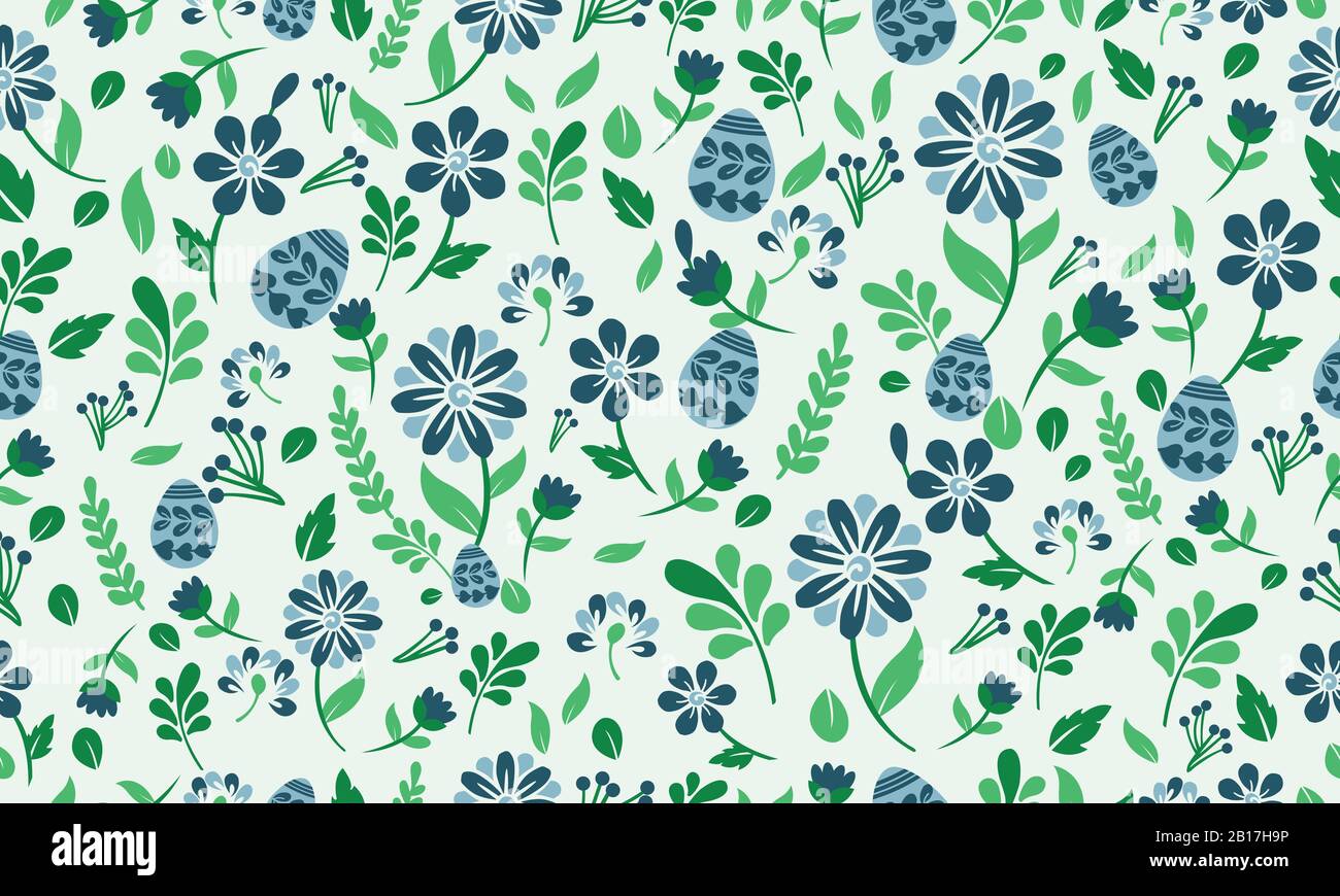 Egg pattern background for Easter, with modern leaf and flower design ...