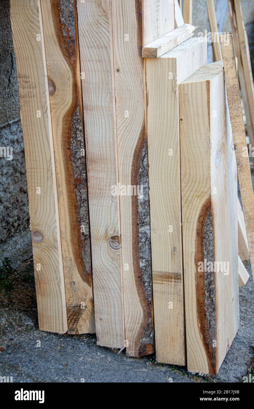 Wood planks cuted on mesure for creating different products Stock Photo ...