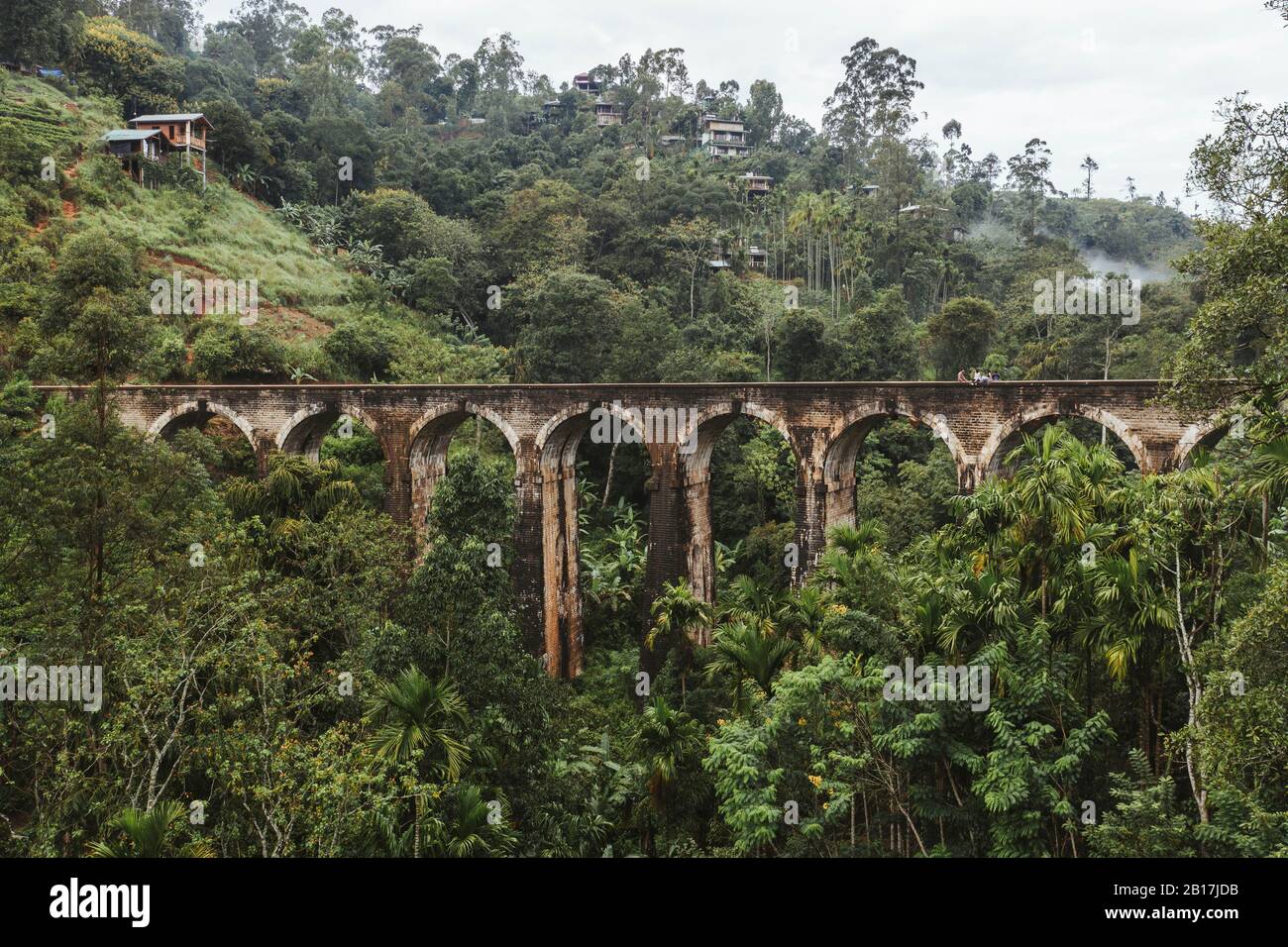Sri Lanka, Uva Province, Demodara, Aerial view of Nine Arch Bridge ...