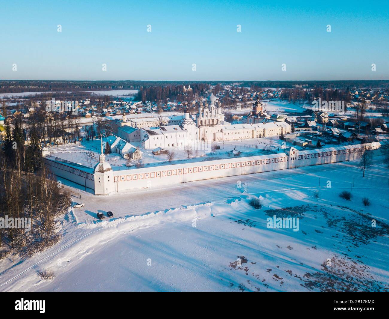 Russia, Leningrad Region, Tikhvin, Aerial view of Tikhvin Assumption ...