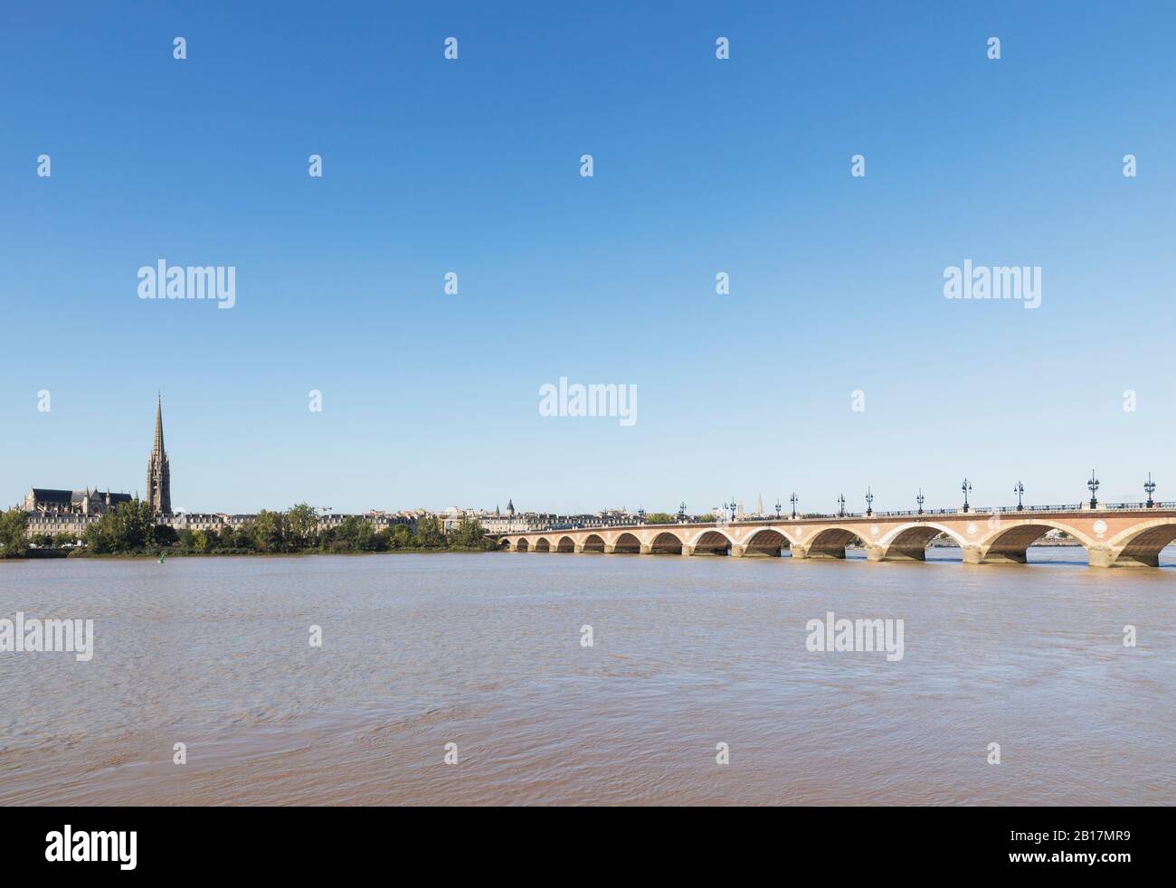 Clear sky over pont de pierre basilica saint michael background hi-res ...