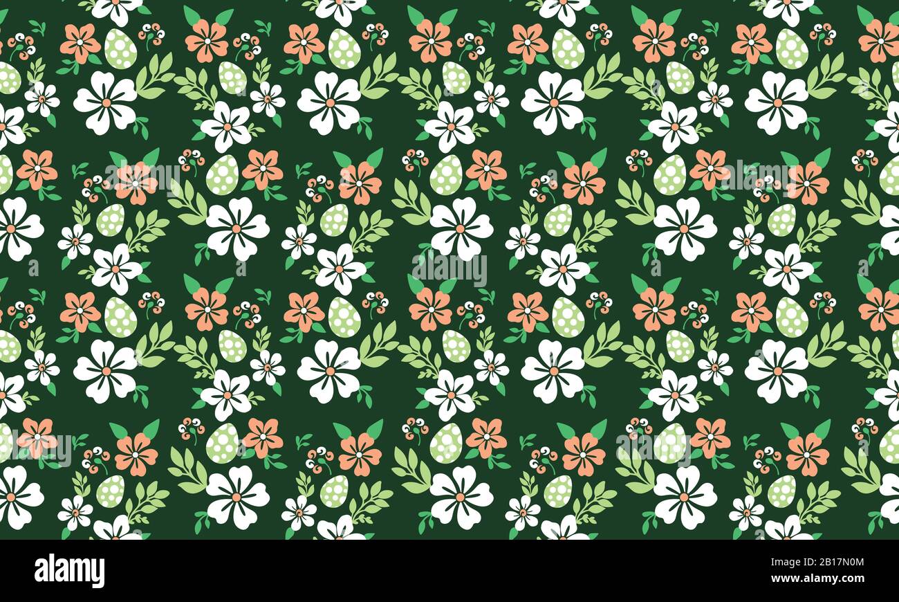 Easter egg pattern background for wallpaper design, with leaf and ...