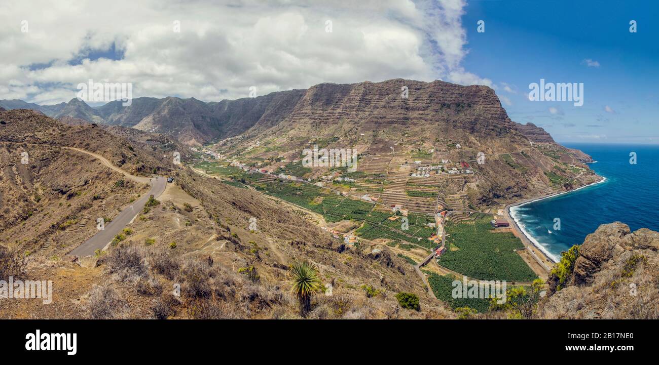 Spain, La Gomera, Hermigua, View of Hermigua Valley Stock Photo - Alamy