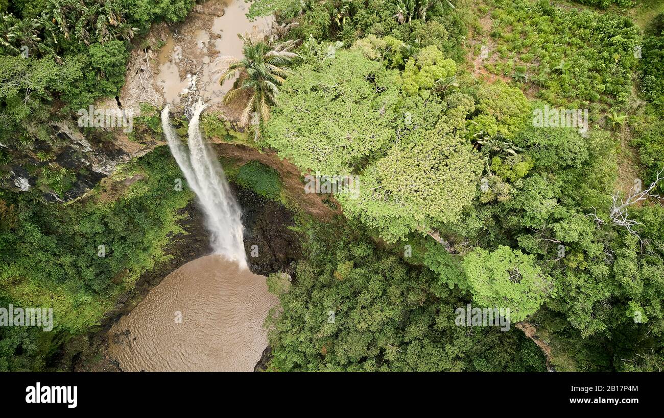 Mauritius, Riviere Noire District, Chamarel, Aerial view of Chamarel ...