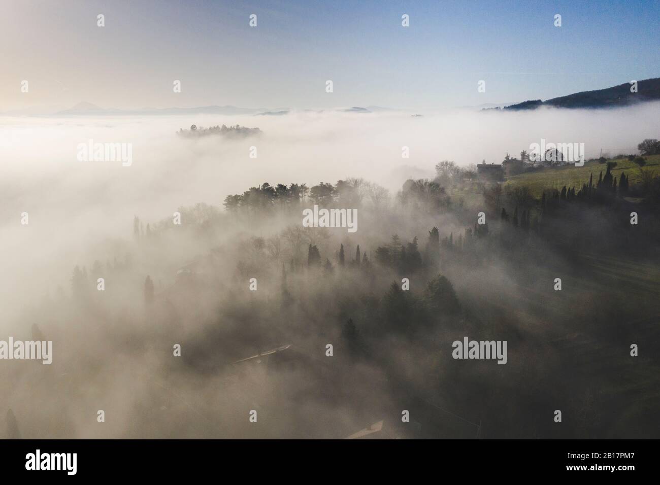 Aerial view fog valley hi-res stock photography and images - Alamy