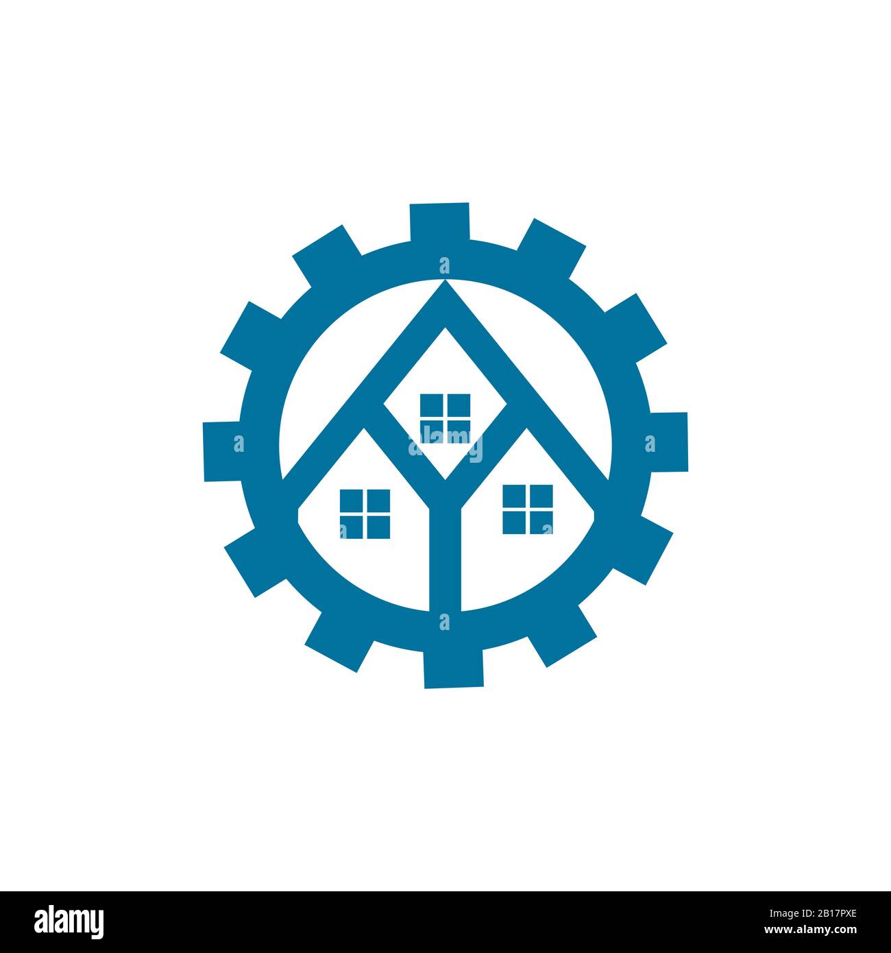 cog machine house symbol logo vector Stock Vector Image & Art - Alamy