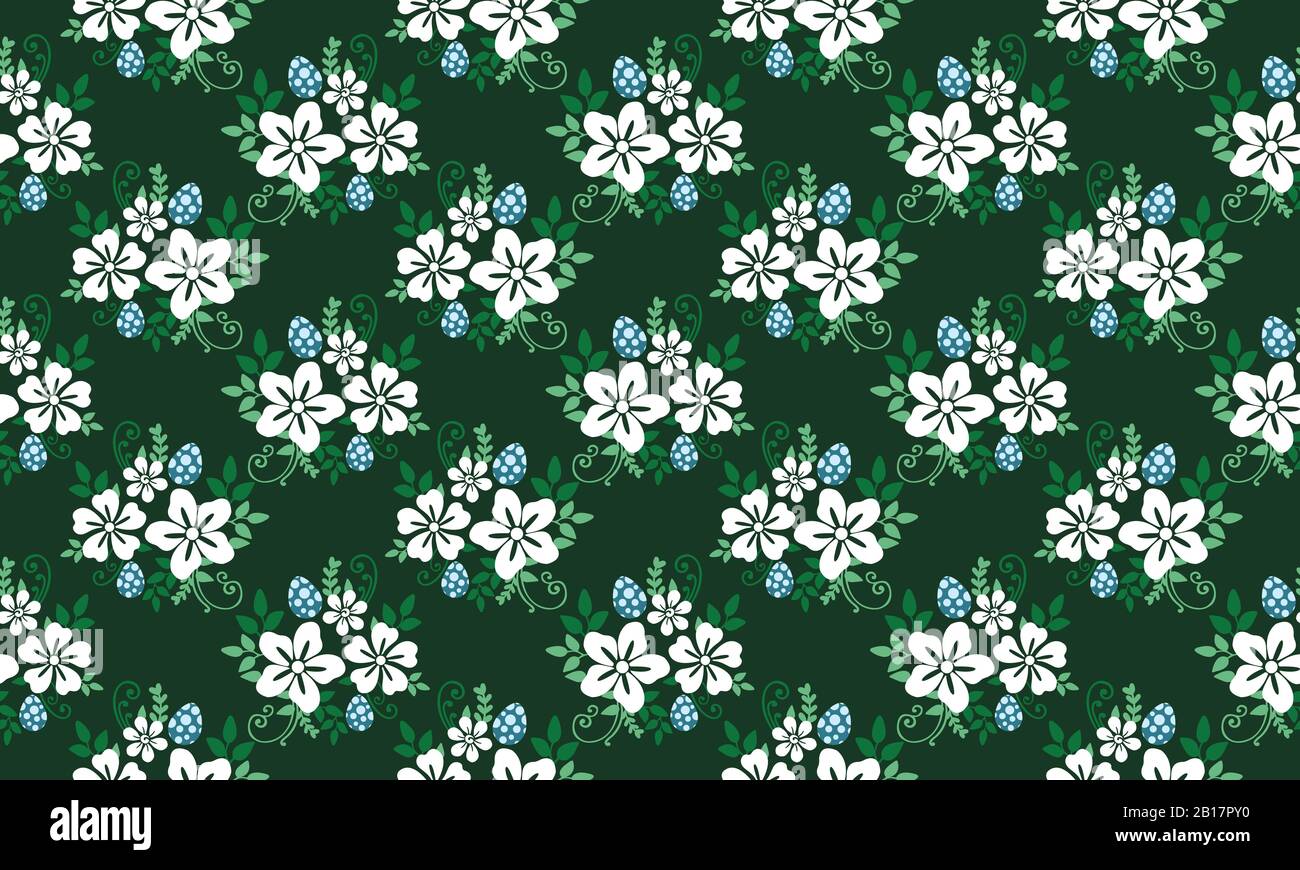 Vintage Easter egg pattern background, with simple leaf and flower ...