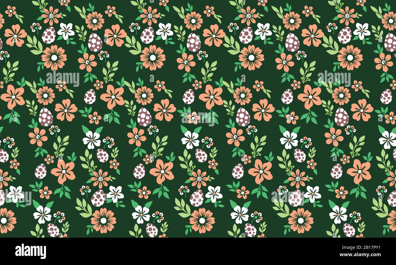 Easter egg pattern background for wallpaper design, with leaf and ...