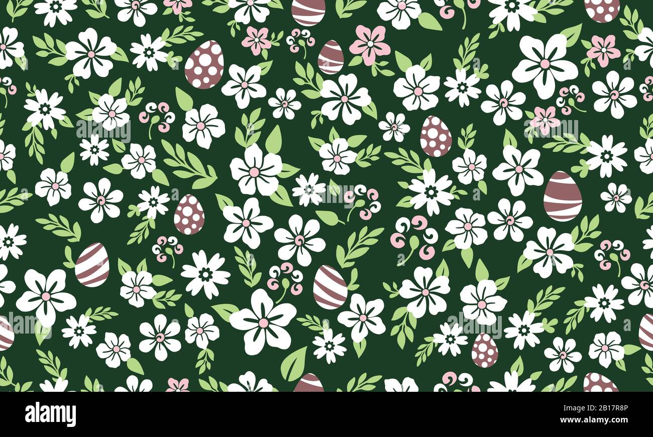 Easter egg pattern background for wallpaper design, with leaf and ...