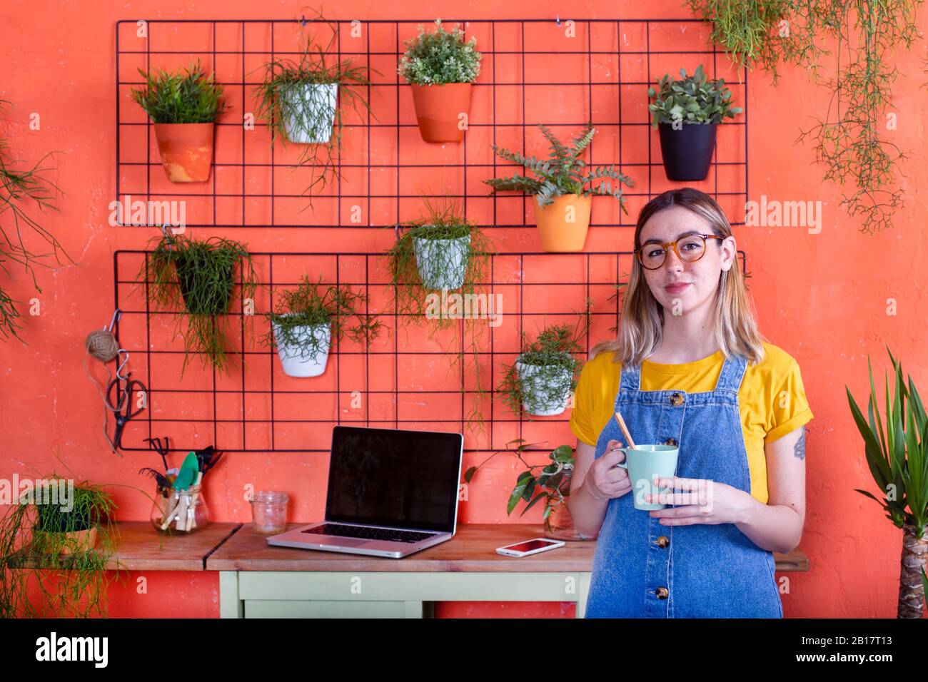 Terrace woman back to camera hi-res stock photography and images - Alamy