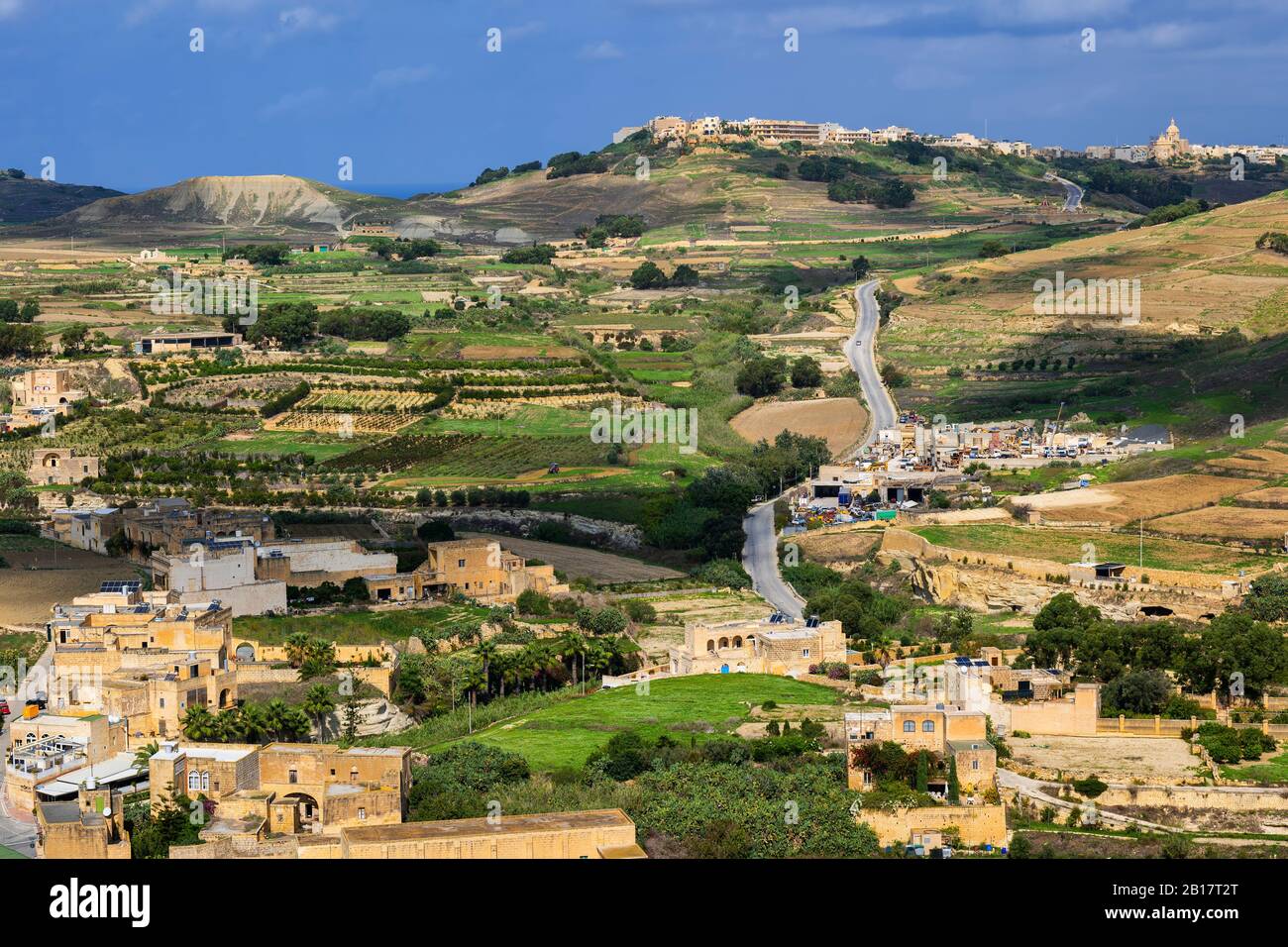 Malta, Gozo, Aerial view of countryside town Stock Photo - Alamy