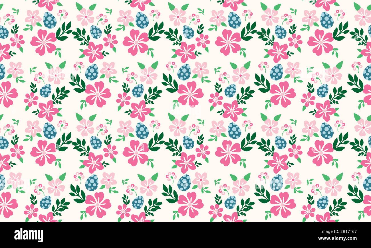 Easter egg design pattern background, with beautiful of leaf and rose ...