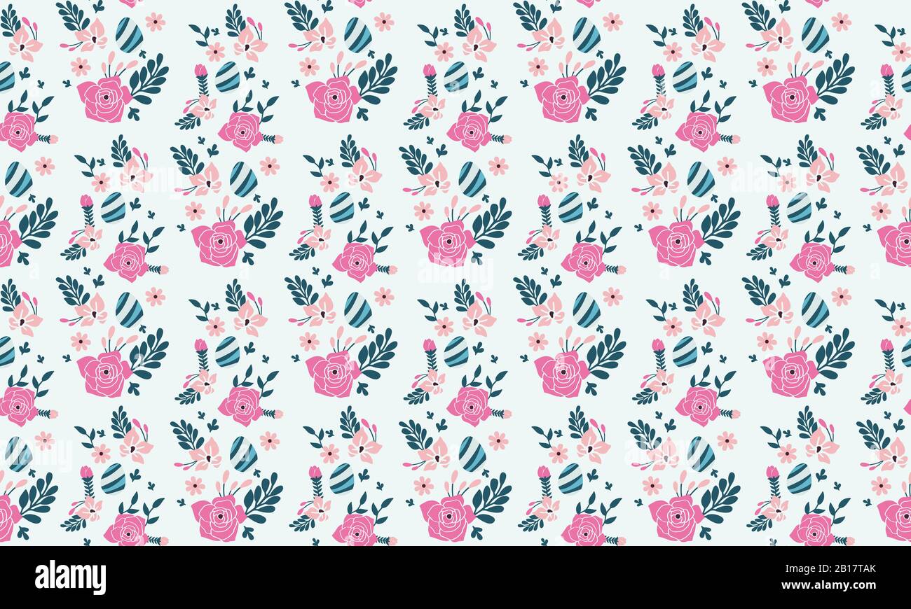 Style elegant Easter egg pattern background, with beautiful red flower ...