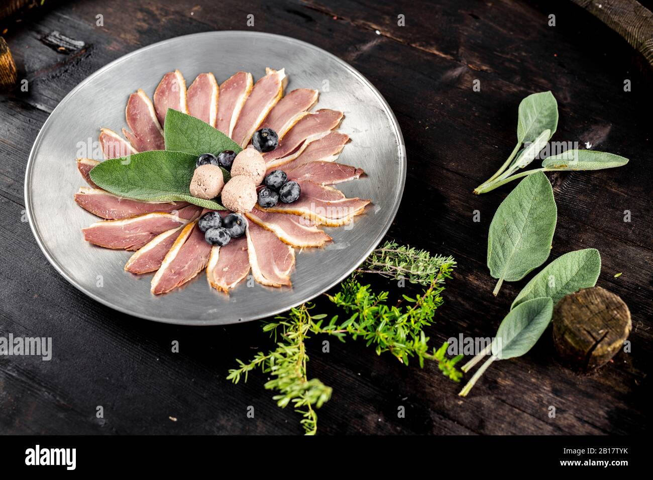 Austria, Plate of sliced goose meat Stock Photo - Alamy