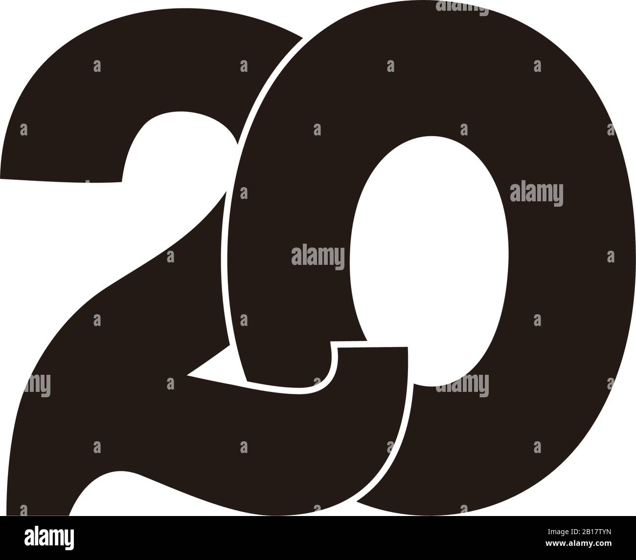 number 20 linked curves flat overlapping design vector Stock Vector ...