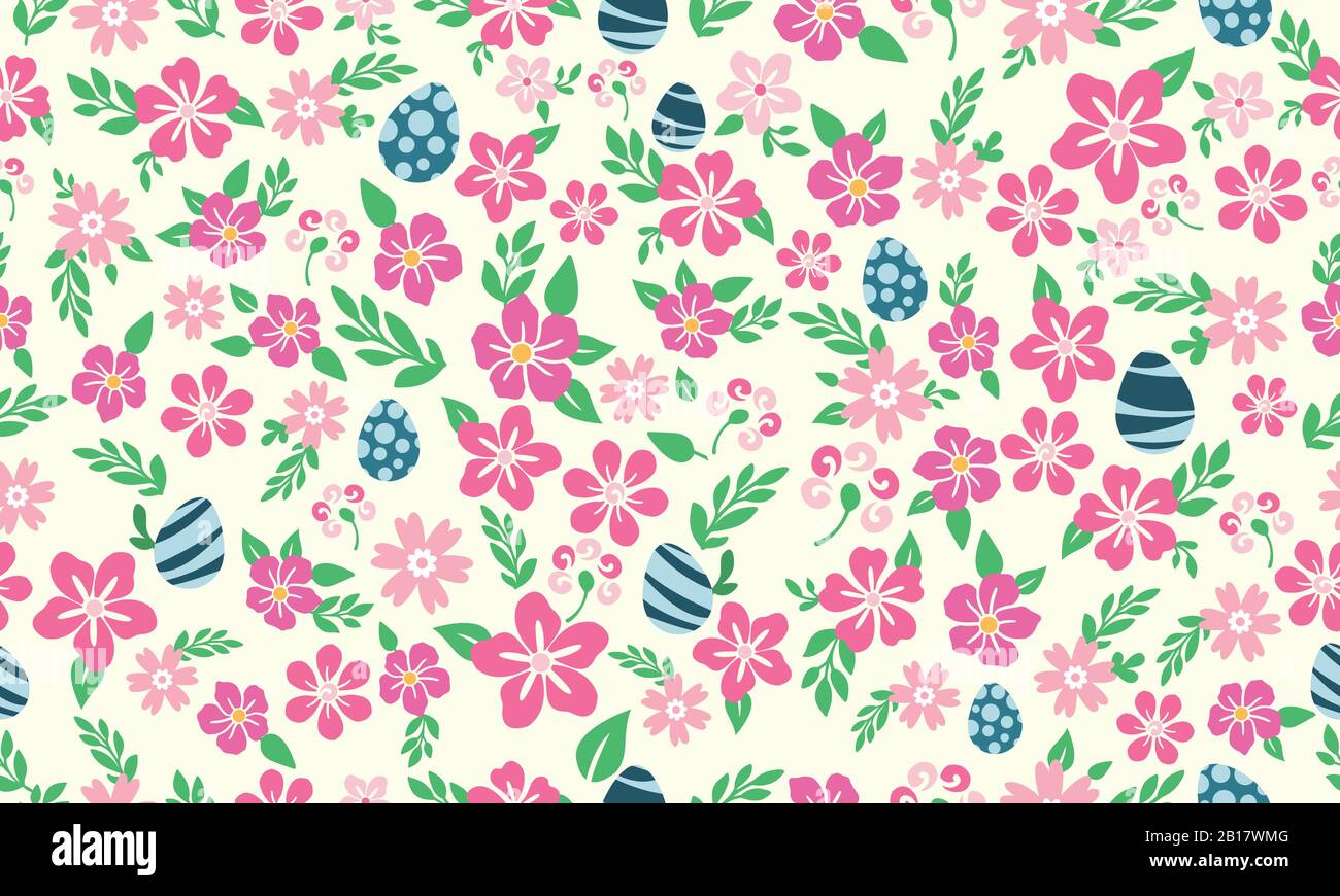 Easter egg design pattern background, with beautiful of leaf and rose ...