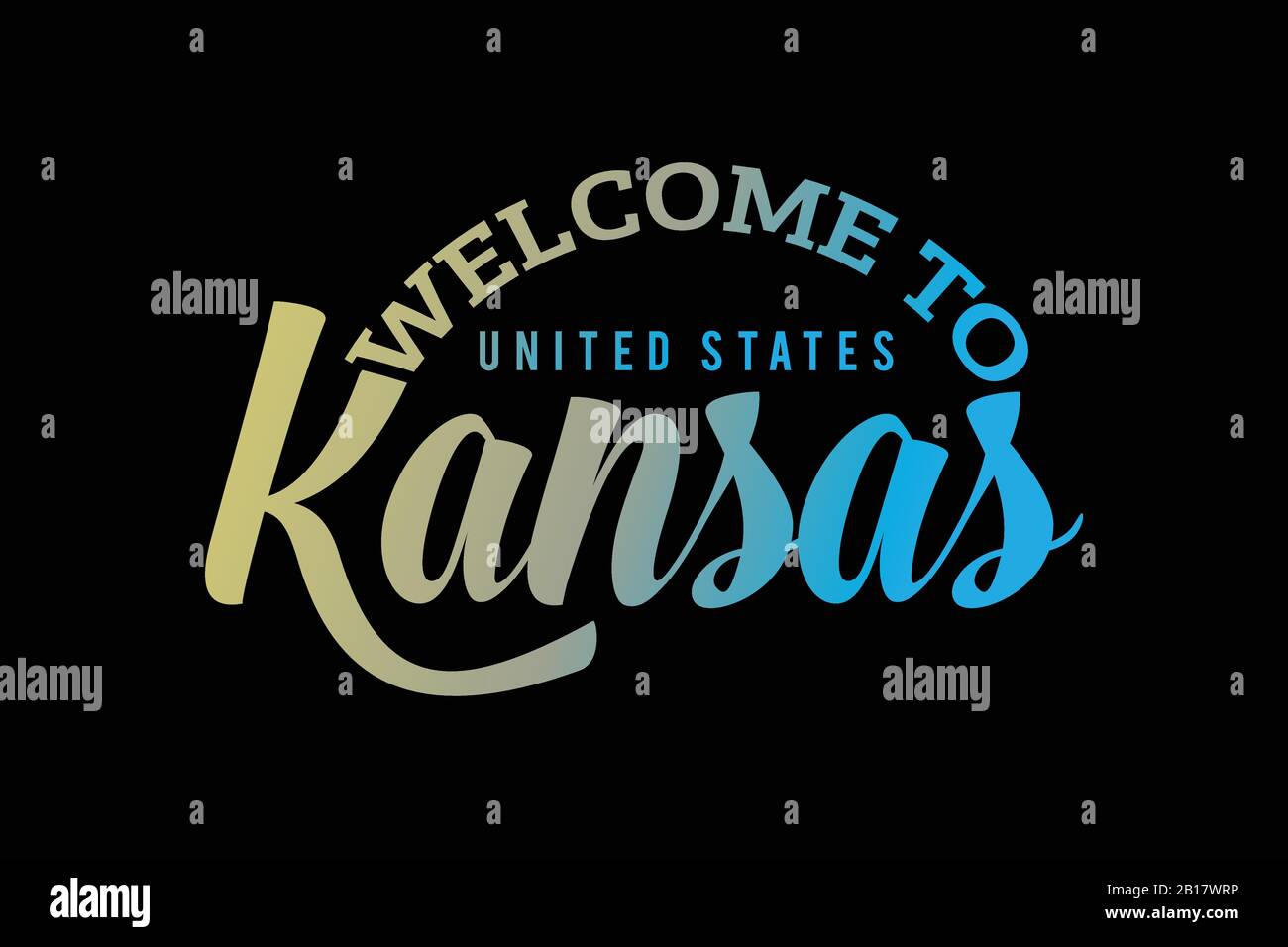 Welcome To Kansas, United States Word Text Creative Font Design ...