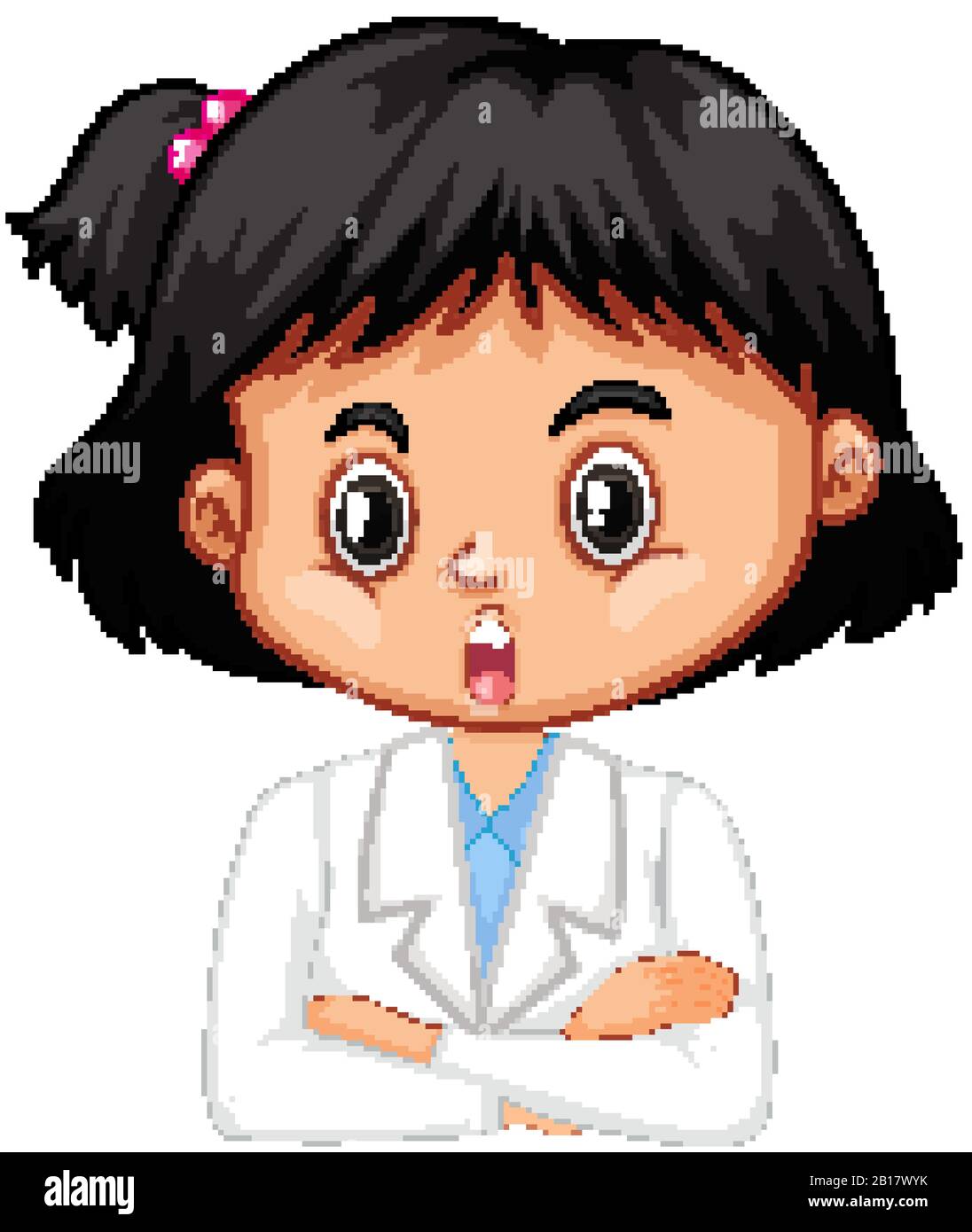 Girl wearing lab gown on white background illustration Stock Vector ...