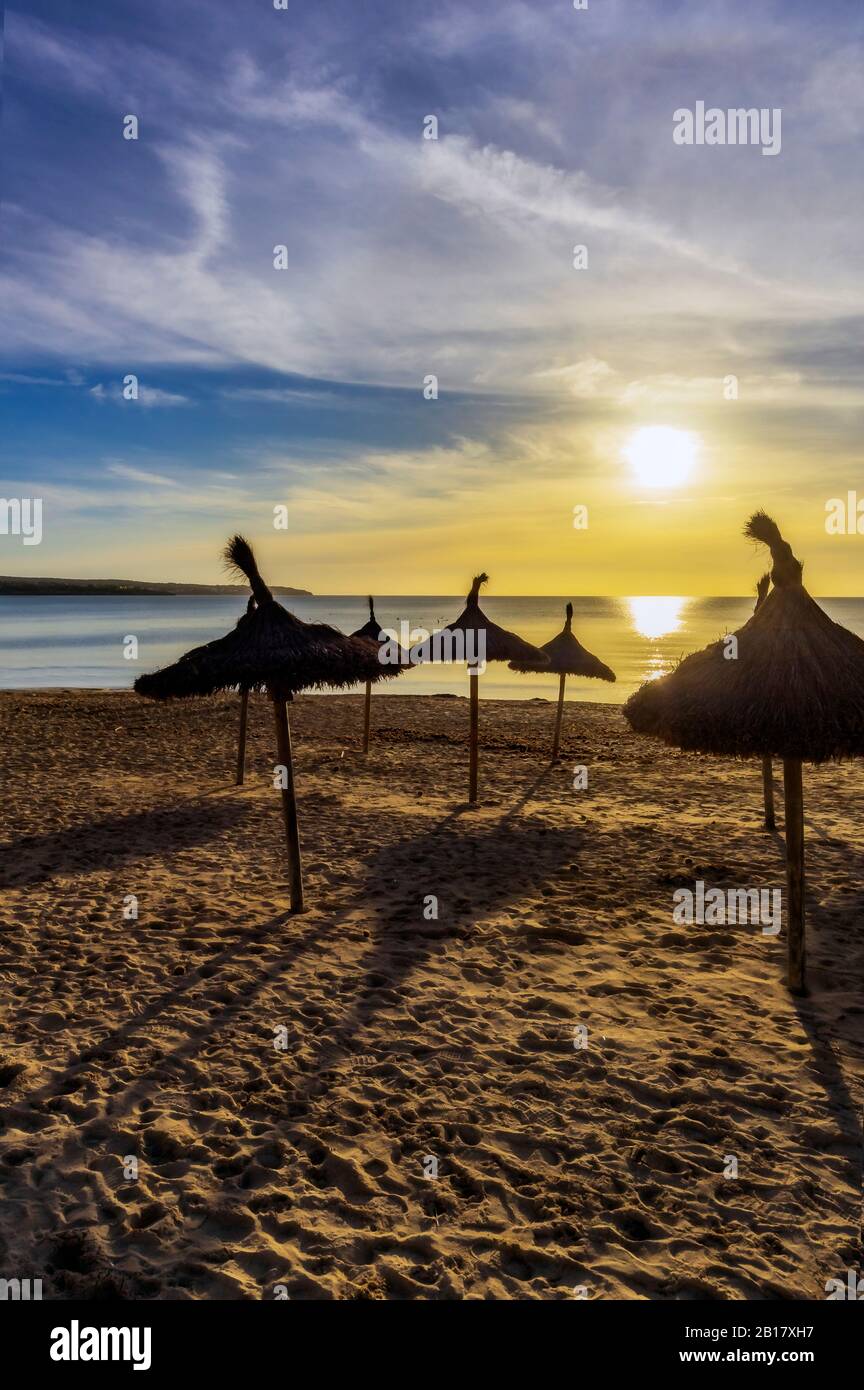 Spain, Mallorca, El Arenal, beach at sunrise Stock Photo - Alamy