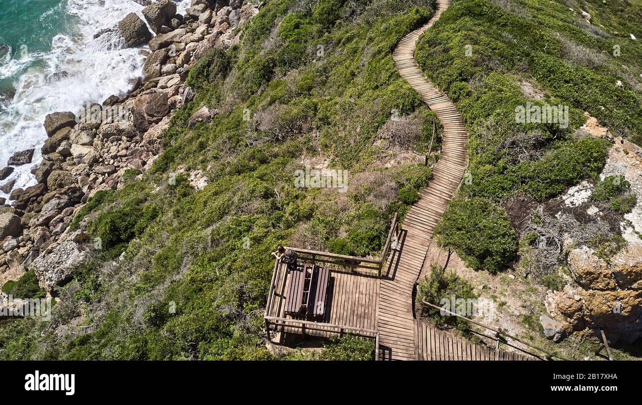 South Africa, Robberg Nature Reserve, Aerial view of rocky coast Stock ...
