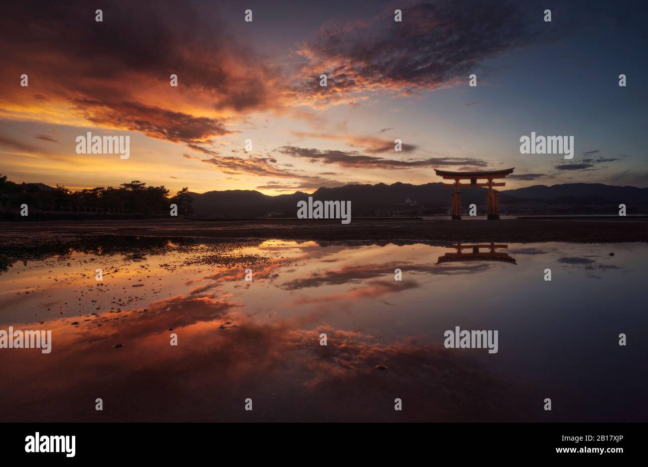 Amazing sunset in Miyajima, Hiroshima, Japan at the floating gate of ...