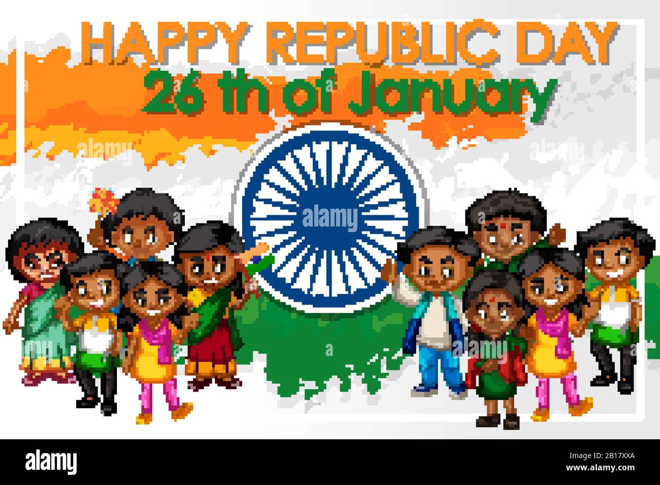 Public holiday poster design with happy kids illustration Stock Vector ...