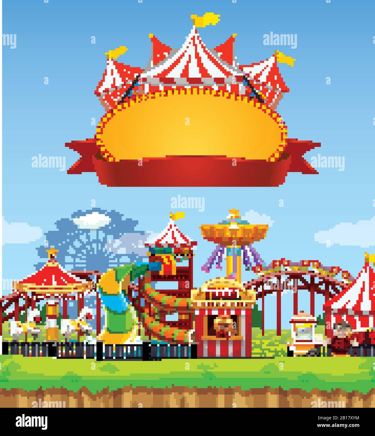 Sign template with funpark in background illustration Stock Vector ...