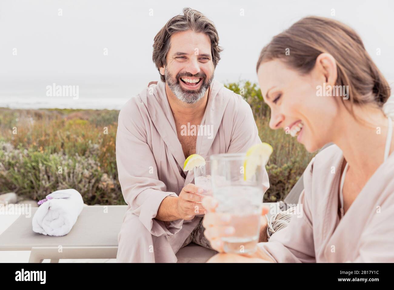 Happy cheerful caucasian couple drinks hi-res stock photography and ...