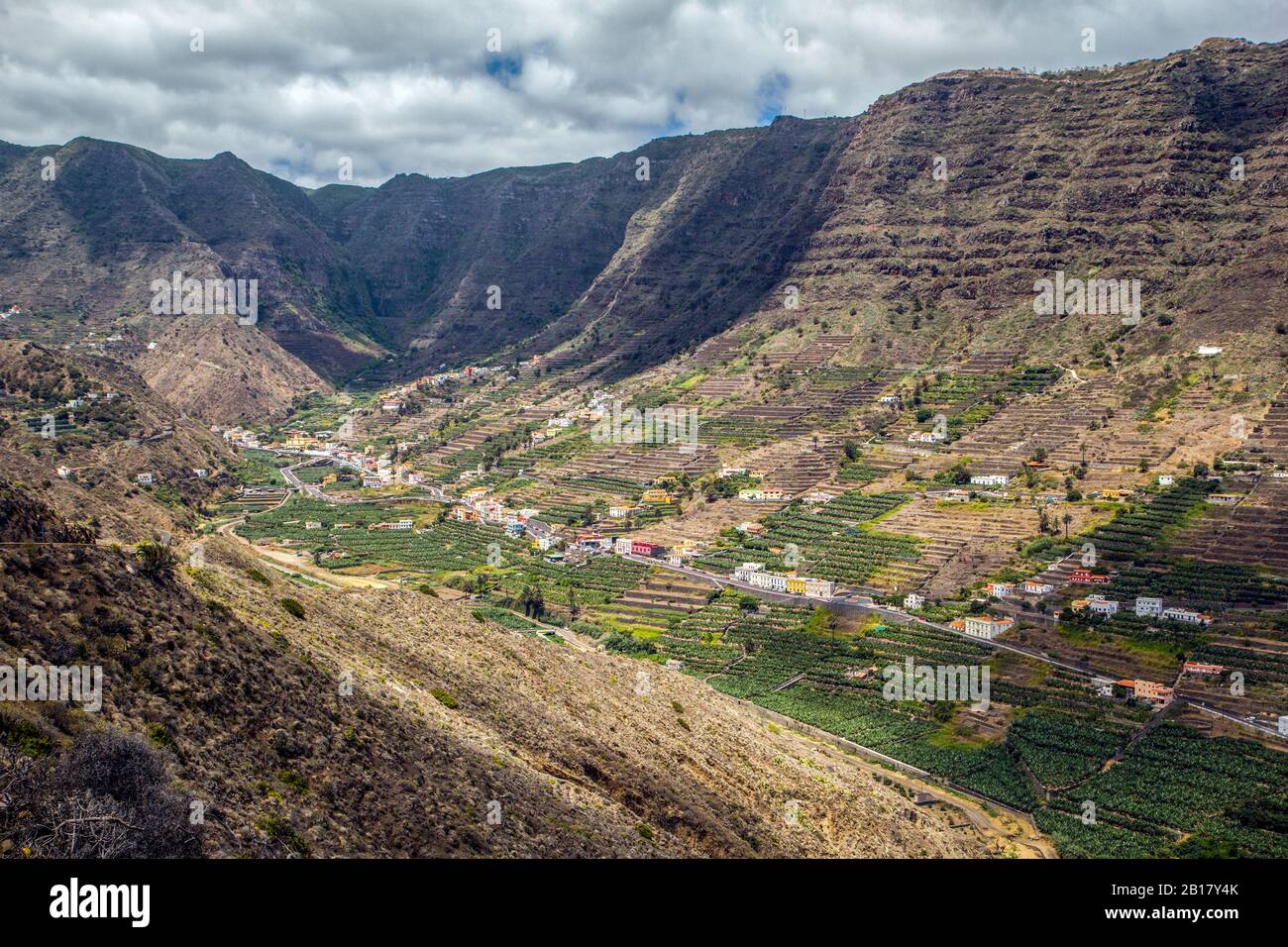 Spain, La Gomera, Hermigua, View of Hermigua Valley Stock Photo - Alamy
