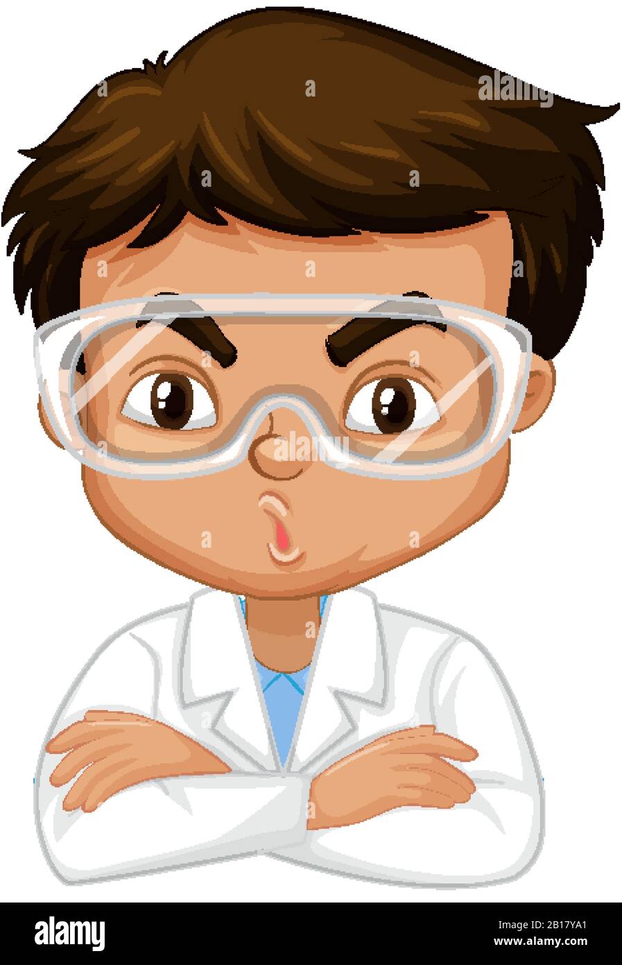 Boy in science gown on white background illustration Stock Vector Image ...