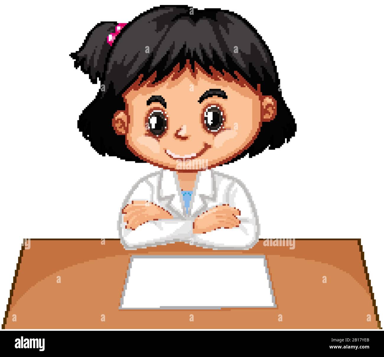 Girl wearing lab gown on white background illustration Stock Vector ...