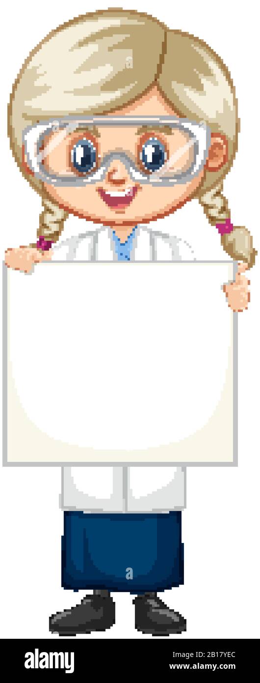 Girl wearing lab gown on white background illustration Stock Vector ...