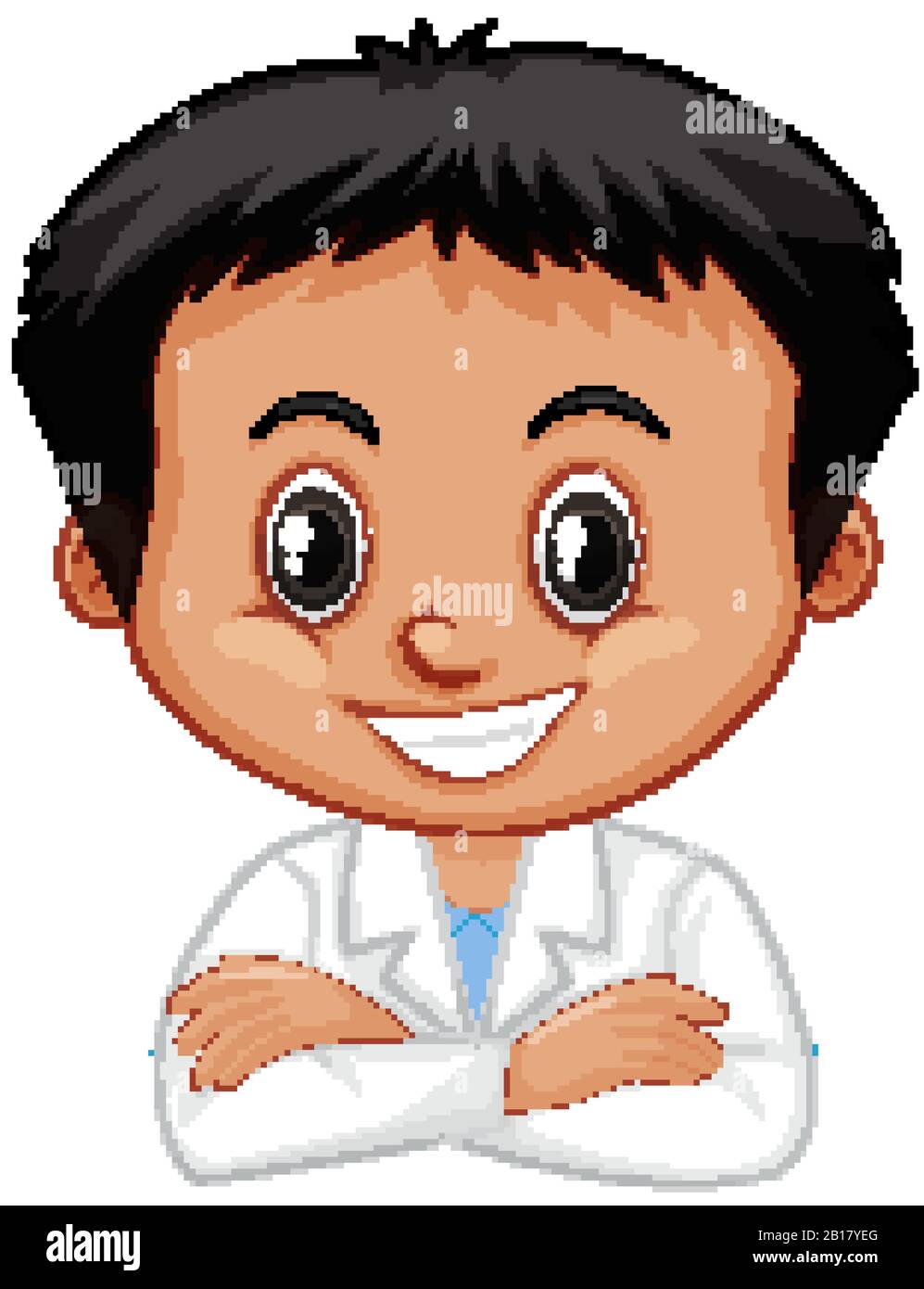 Boy wearing lab gown on white background illustration Stock Vector ...